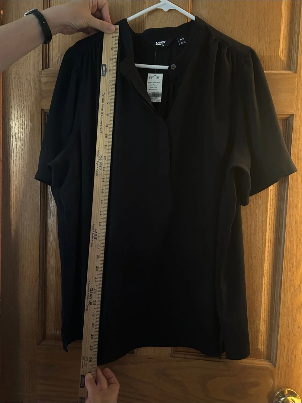 Lands' End | Tops | Lands End Navy Elbow Sleeve Crepe Popover Blouse ...